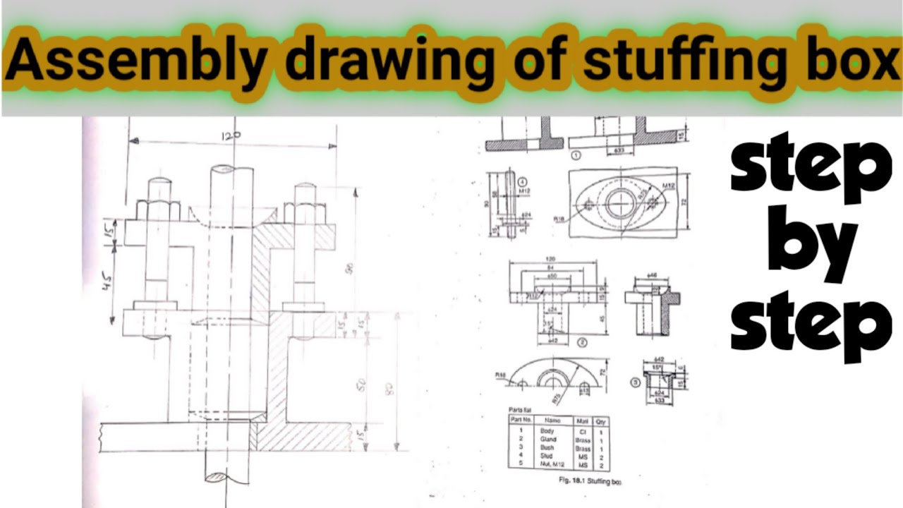 stuffing box assembly drawing , machine drawing |Engineering and poetry|