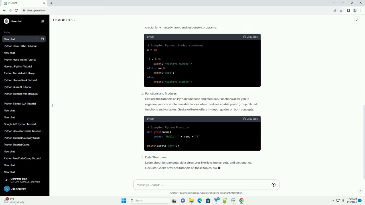 python tutorial in geeks for geeks