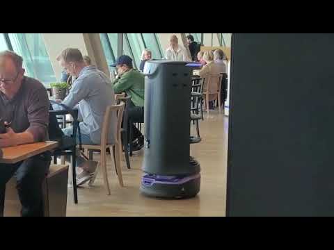 Moving robot in oslo airport with voice