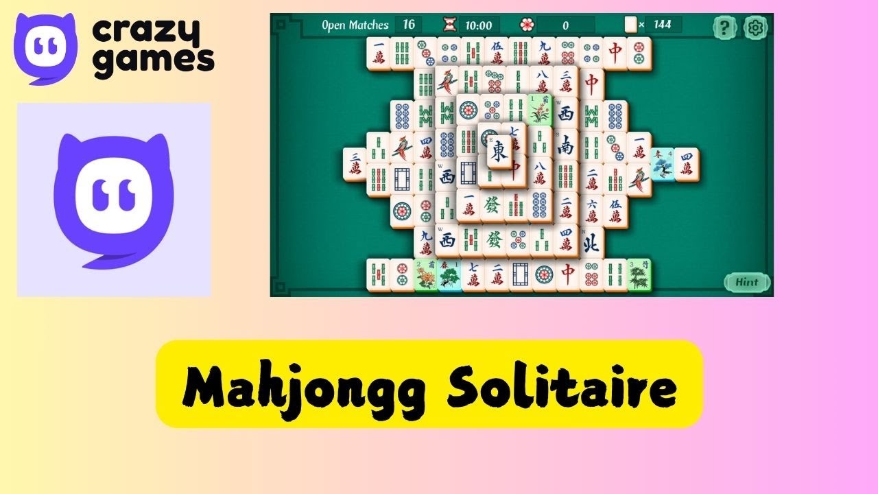 Mahjongg Solitaire Gameplay | CrazyGames