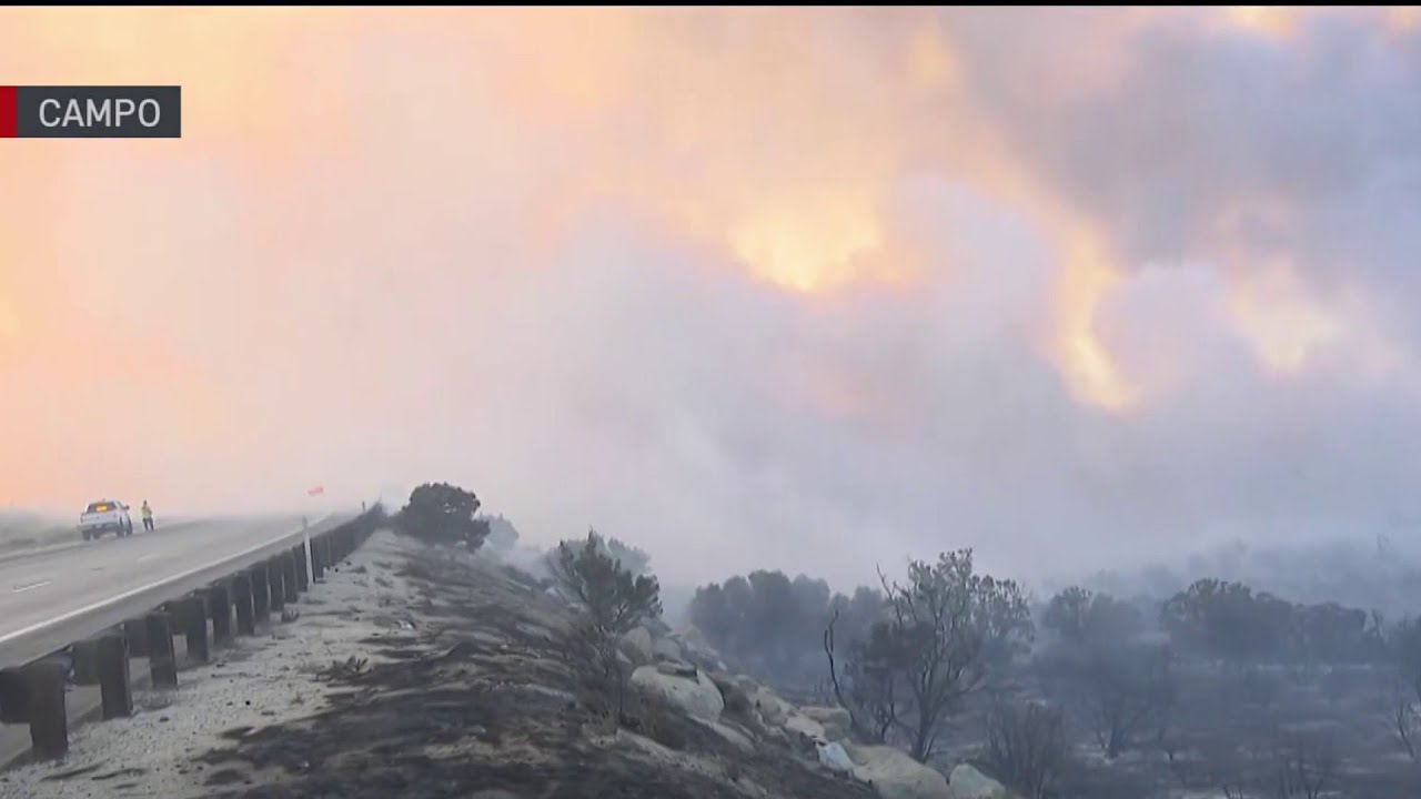Firefighters battle fast-growing Campo wildfire that jumped across I-8 | NBC 7 San Diego