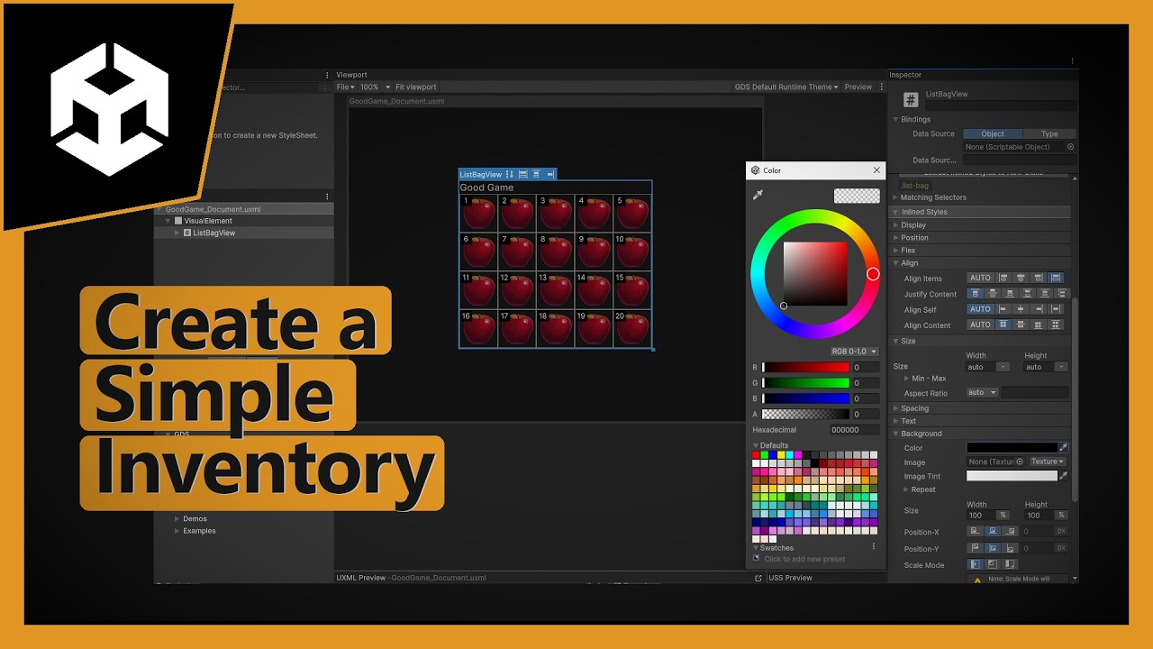 Unity - Create a Simple Inventory using Inventory Framework (Guided Timelapse)