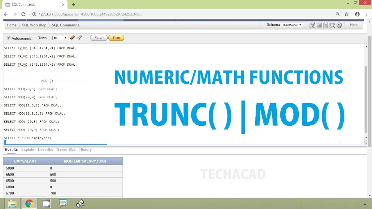 Oracle Tutorial - Numerical/Math Functions TRUNC | MOD