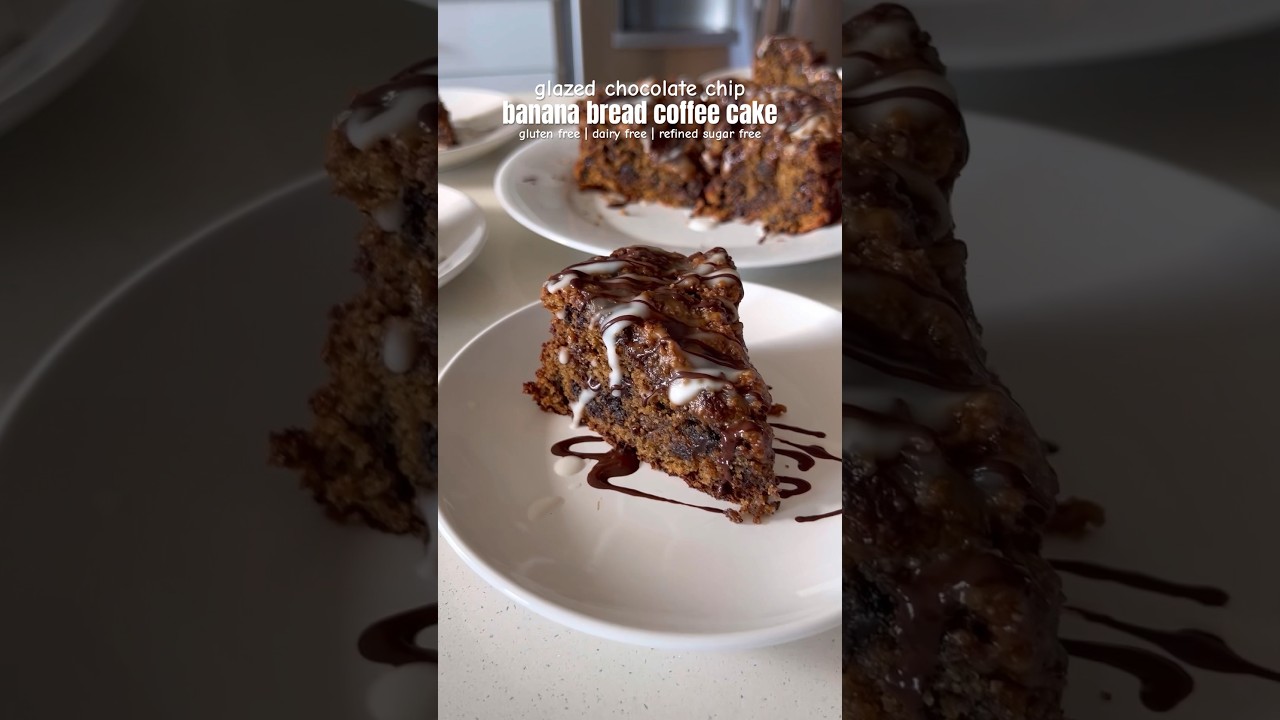 glazed chocolate chip banana bread coffee cake #shorts