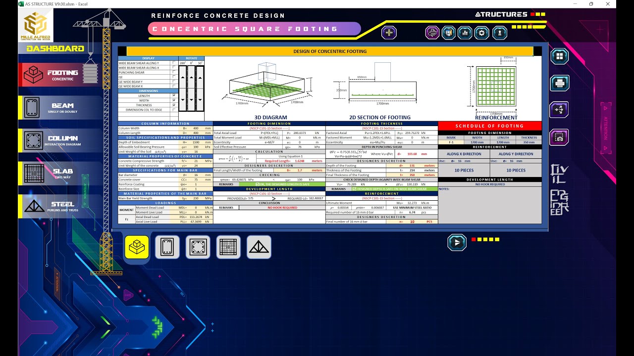 AS STRUCTURES Tutorial: Structural Engineering Design Excel Spreadsheet