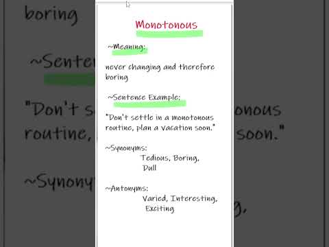 Monotonous meaning | Daily Use Vocabulary Words in Hindi | English Speaking Practice #shorts