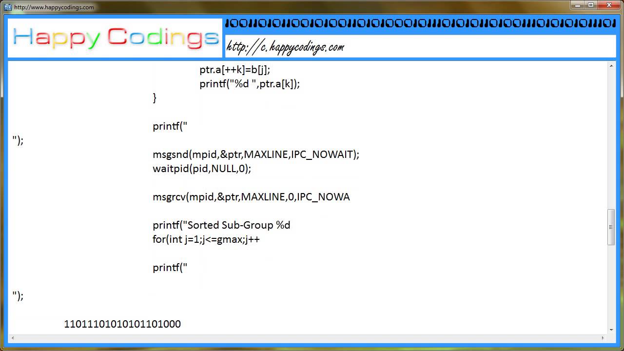 A Program to utilize message queue for implementing the merge sort Socket Programming example