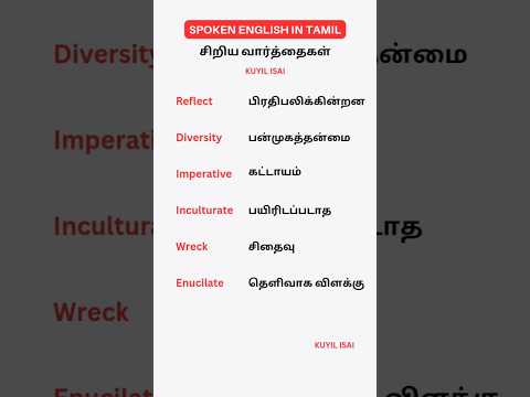 Diversity # Spoken English in Tamil | சிறிய வார்த்தைகள்