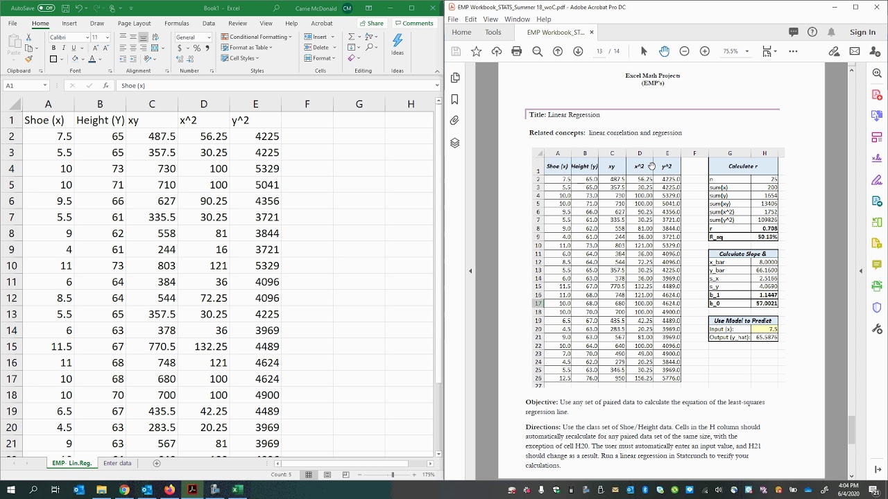 Excel Mini Project - Linear Correlation and Regression