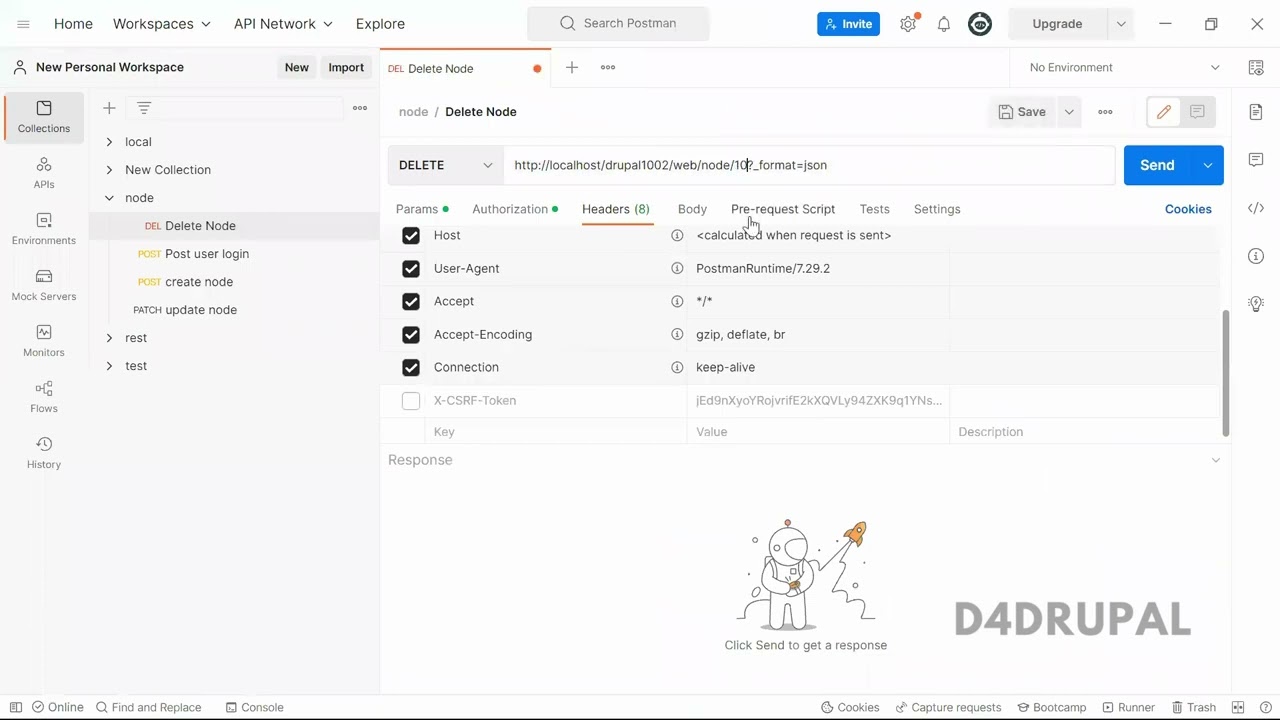 Delete method to delete node with Rest API Drupal 10, Drupal 9, Drupal 8 |D4Drupal