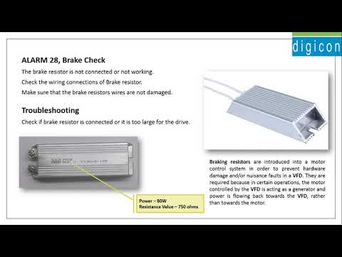 How to troubleshoot and diagnose the WARNING/ALARM 25, 27 and 28 ? _BRAKING RESISTORS || DIGICON