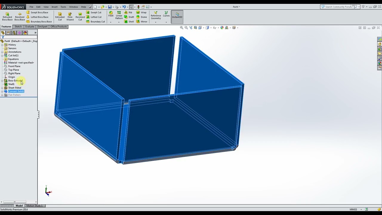 Solidworks Sheet metal #1 Quick Tutorial   Metal Box Flat Pattern