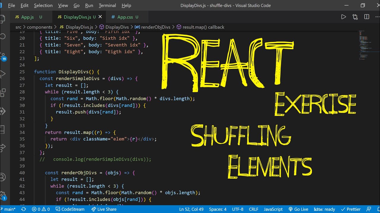 React Exercise! Shuffling Elements on a Page on Refresh