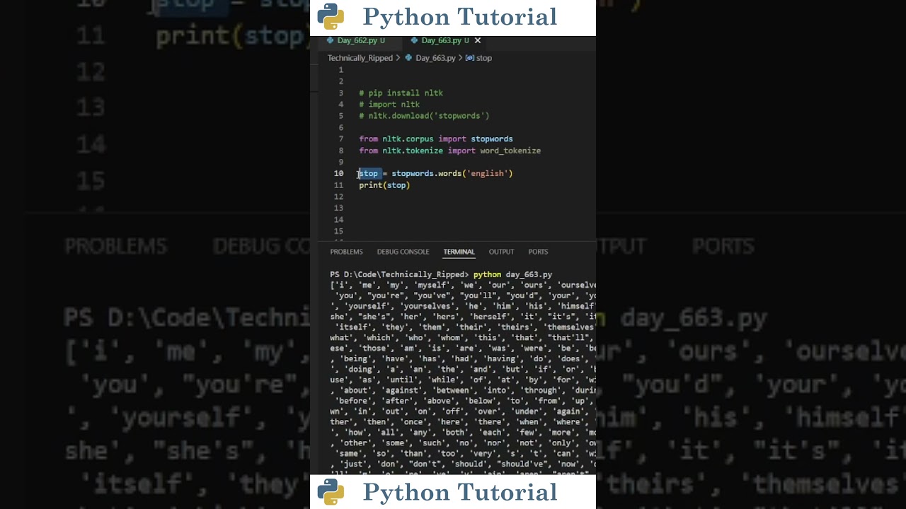 Removing Stop Words From Text In Python | Python Tutorial