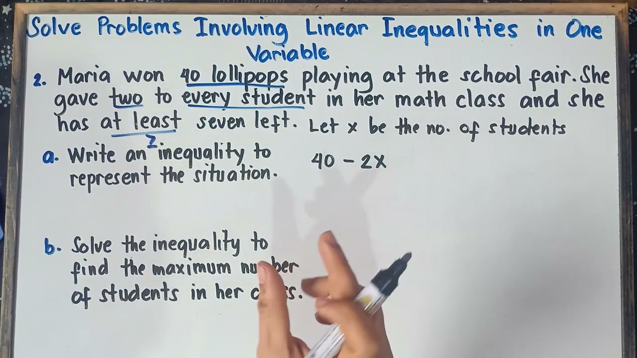 Solve Problems Involving Linear Inequalities in One Variable | G8 | Q3 | Step by Step Explanation |