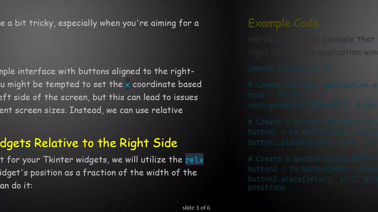 How to Align Widgets to the Right Side Using Tkinter place() Method