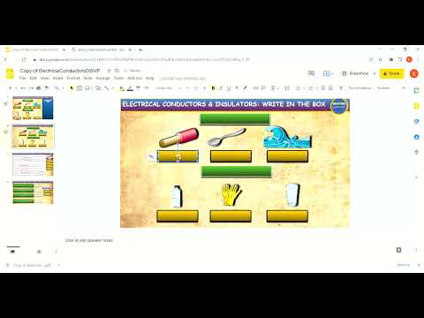 Electrical Conductors & Insulators Drag & Drop Worksheet: Google Slides + PPT