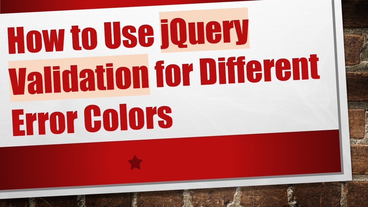 How to Use jQuery Validation for Different Error Colors
