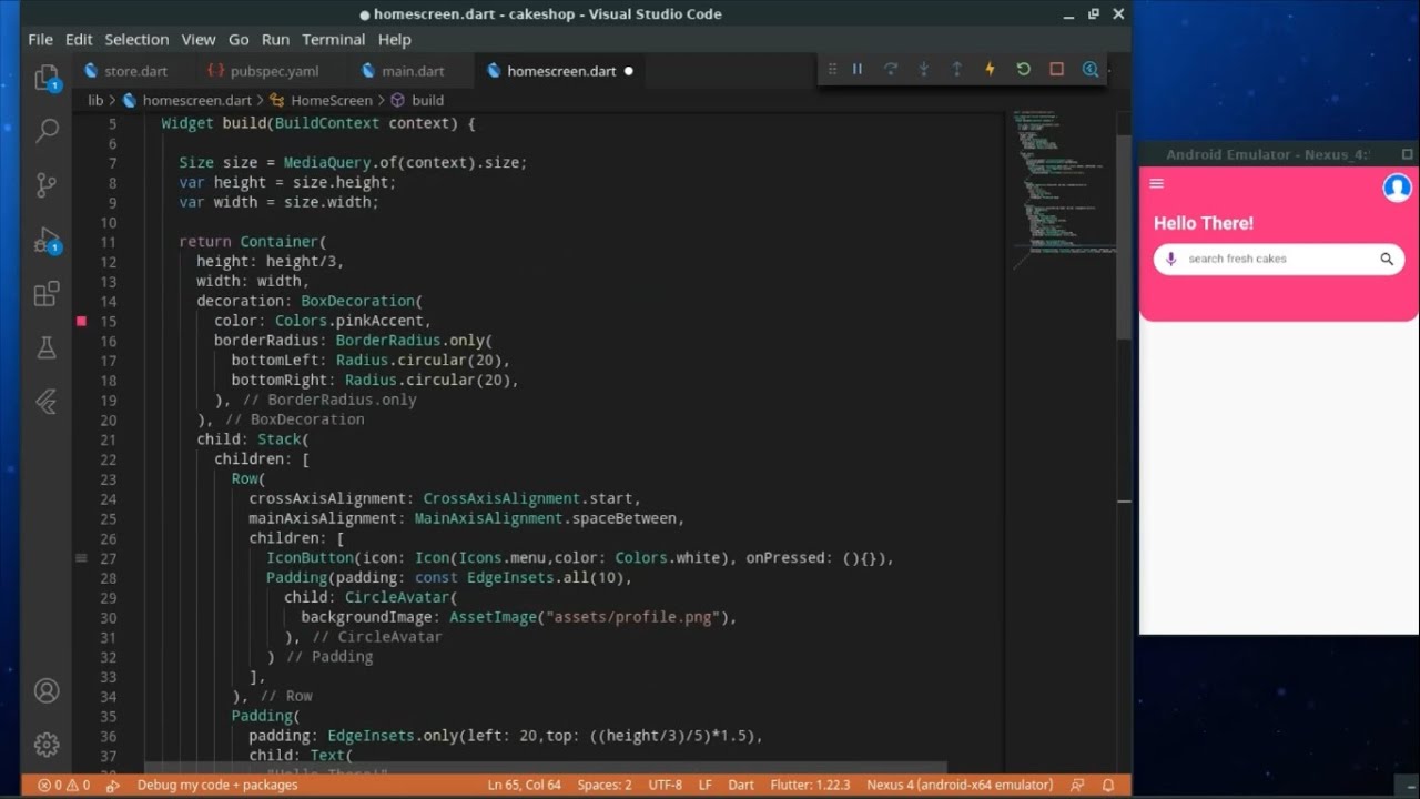 making cake shop UI using flutter