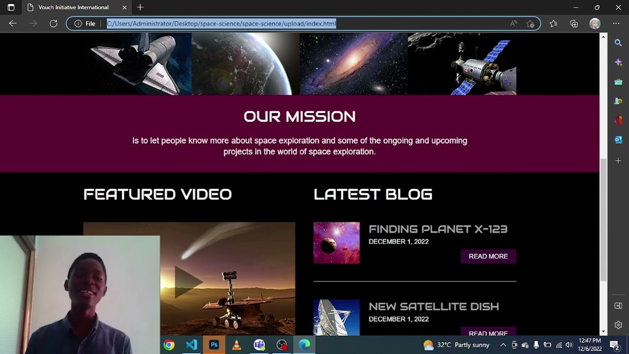 How to create a website using java script , CSS and html phase 1 || Vouch Initiative