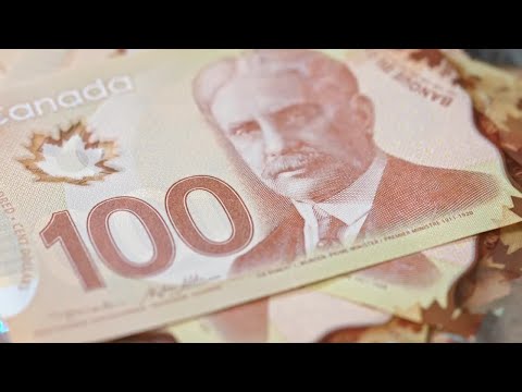 Pile Of 100 Canadian Dollars Stock Video