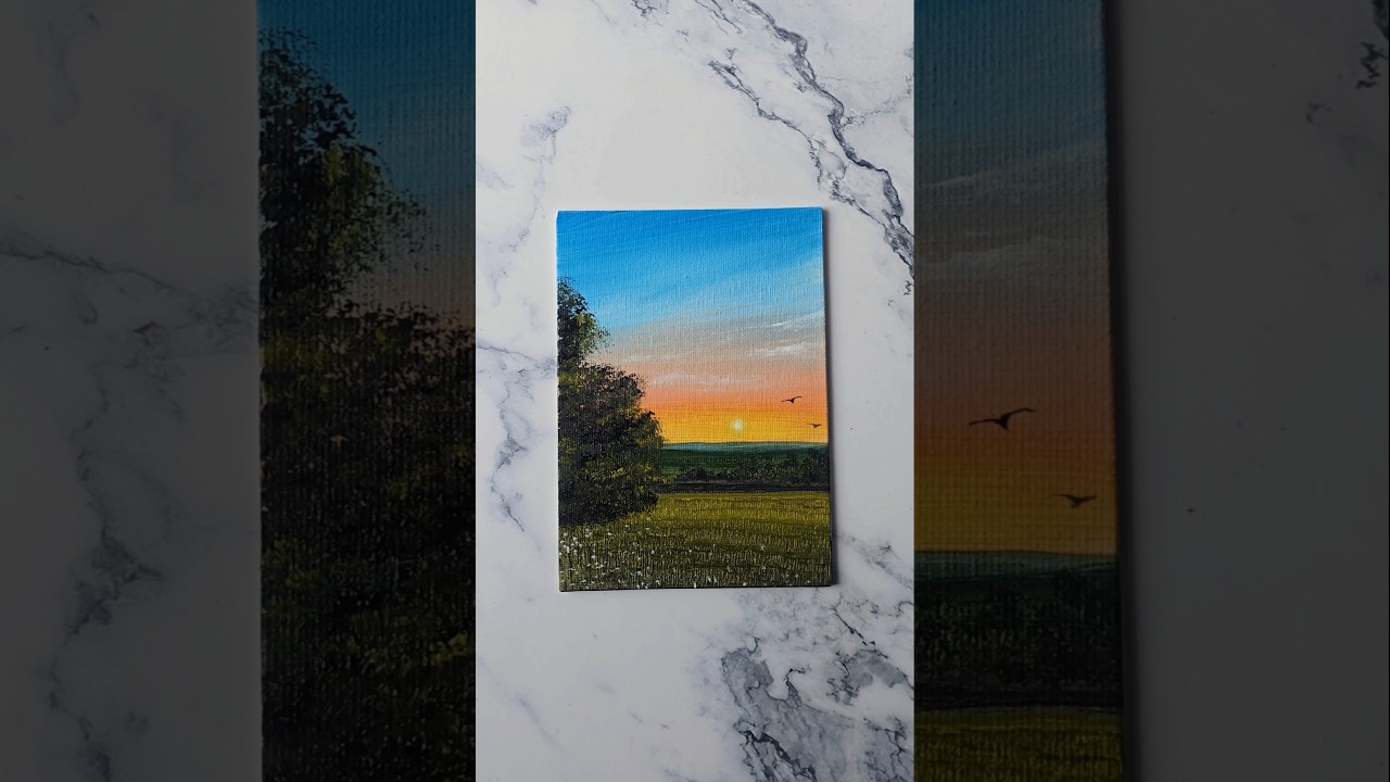 Peindre un coucher de soleil facilement / Idées de peinture acrylique pour débutants