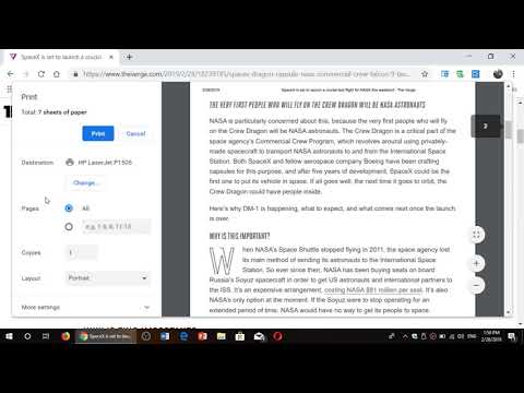 Windows 10 How to print web pages or articles with Google Chrome web browser