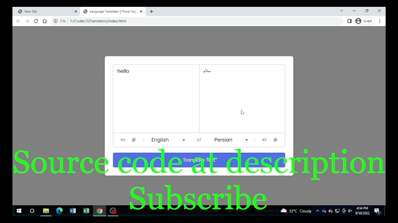 Translator HTML CSS AND JS | Free Source Code | Power Edge