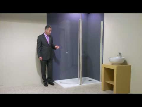 Walk In Shower with large curved glass hinged screen