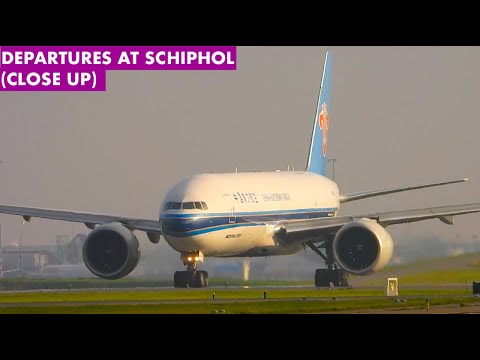 Heavy Departures at #SCHIPHOL AIRPORT - NOISY B777, 747's & More