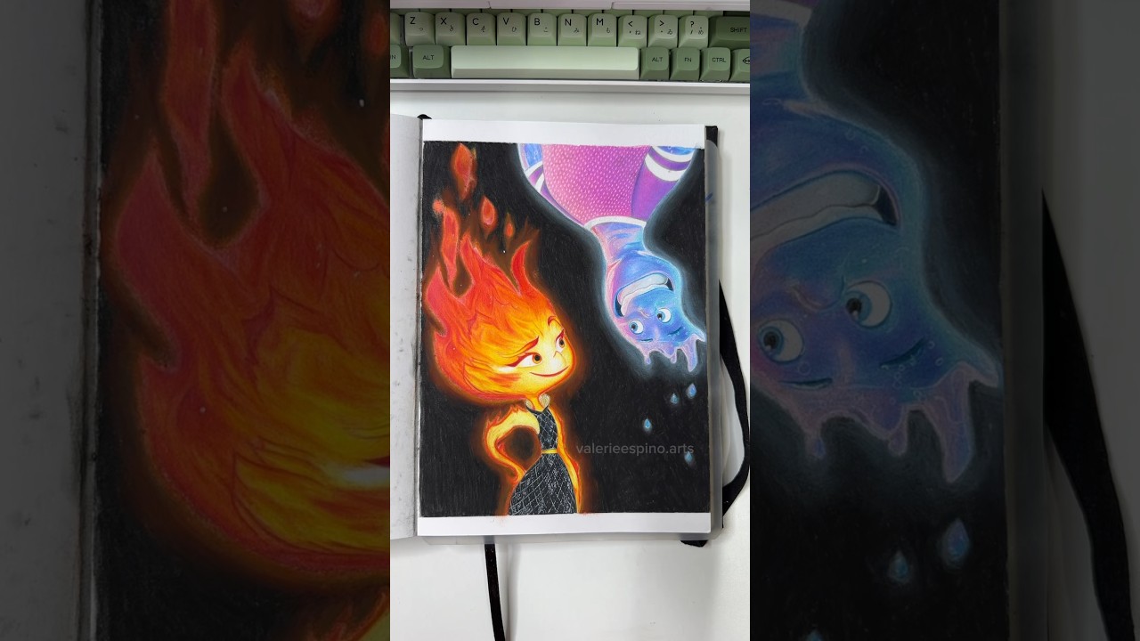 ASMR Drawing Ember and Wade from Elemental #sketchbook #asmrartist