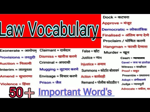 Law word's || 2021 Most important law word's with meaning || Law Vocabulary.