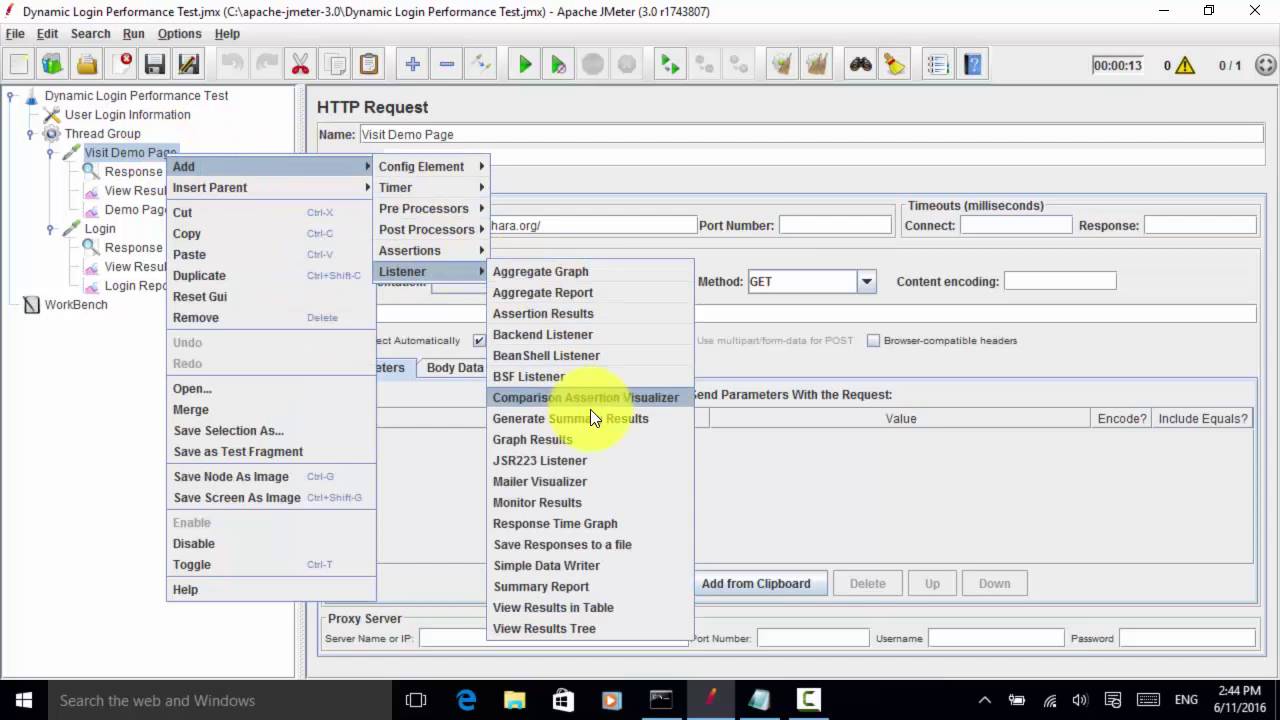 Apache JMeter Web Performance Test Using Dynamic Data Set