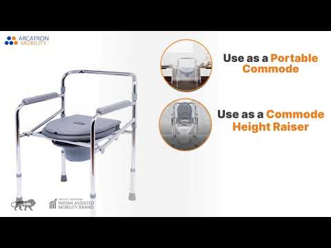 Arcatron 3-in-1 Commode Chair for Toilet Use, Easy to Use Portable Toilet Chair for Adults