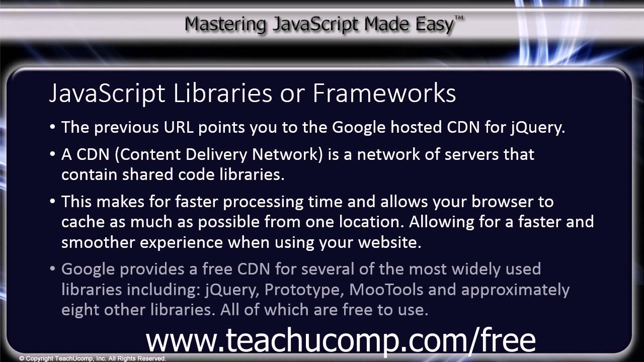 JavaScript Training Tutorial JavaScript Libraries or Frameworks