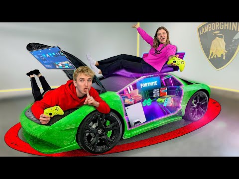 LIVING in my SECRET LAMBORGHINI GAMING ROOM!!