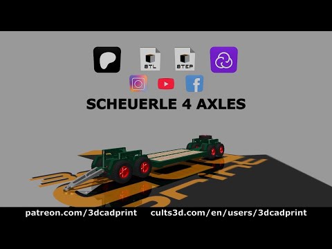 🚐 Scheuerle 4 axles trailer .STEP .STL scale 1/160・ 3D File for 3D ...