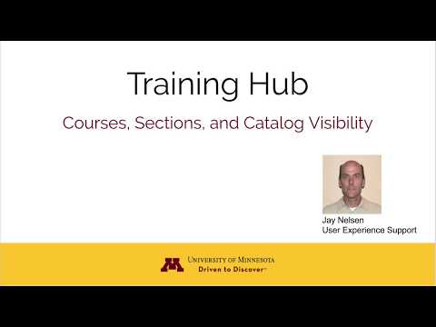 Training Hub: Courses, Sections, and Catalog Visibility