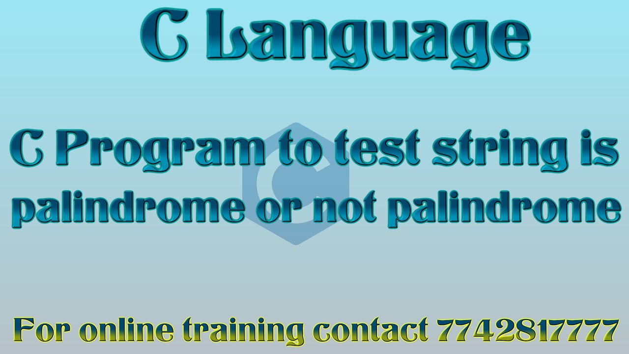 palindrome string program in c in hindi without using library function