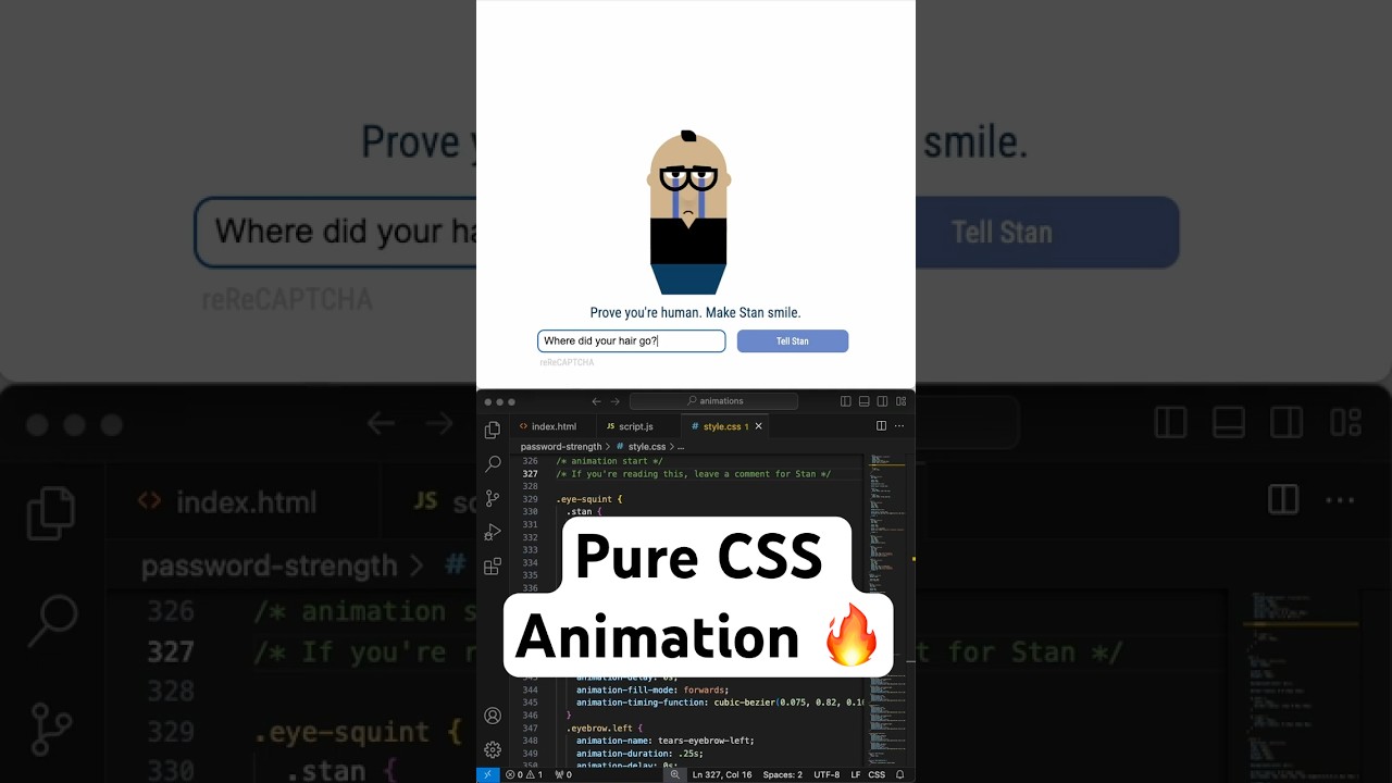 Make Stan Smile CAPTCHA CSS Animation