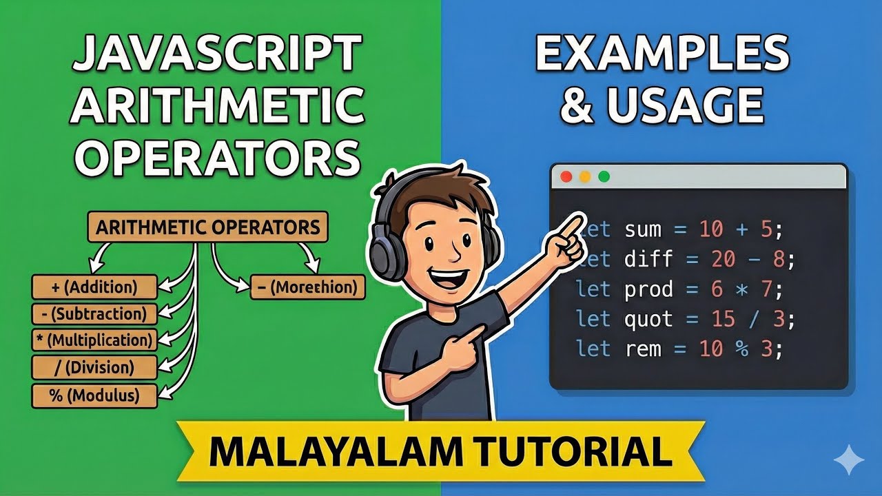 JavaScript Arithmetic Operators Explained in Malayalam | JS Tutorial for Beginners