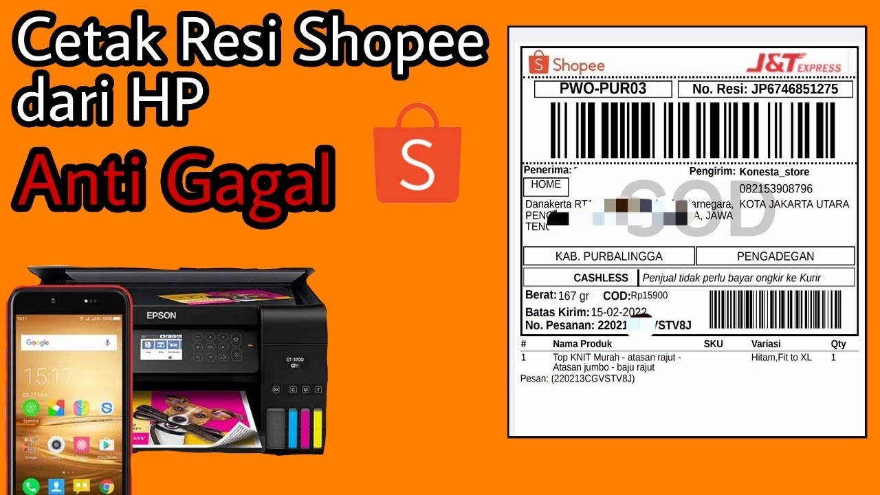 Cara cetak resi shopee dari hp - cetak label pengiriman shopee paling mudah