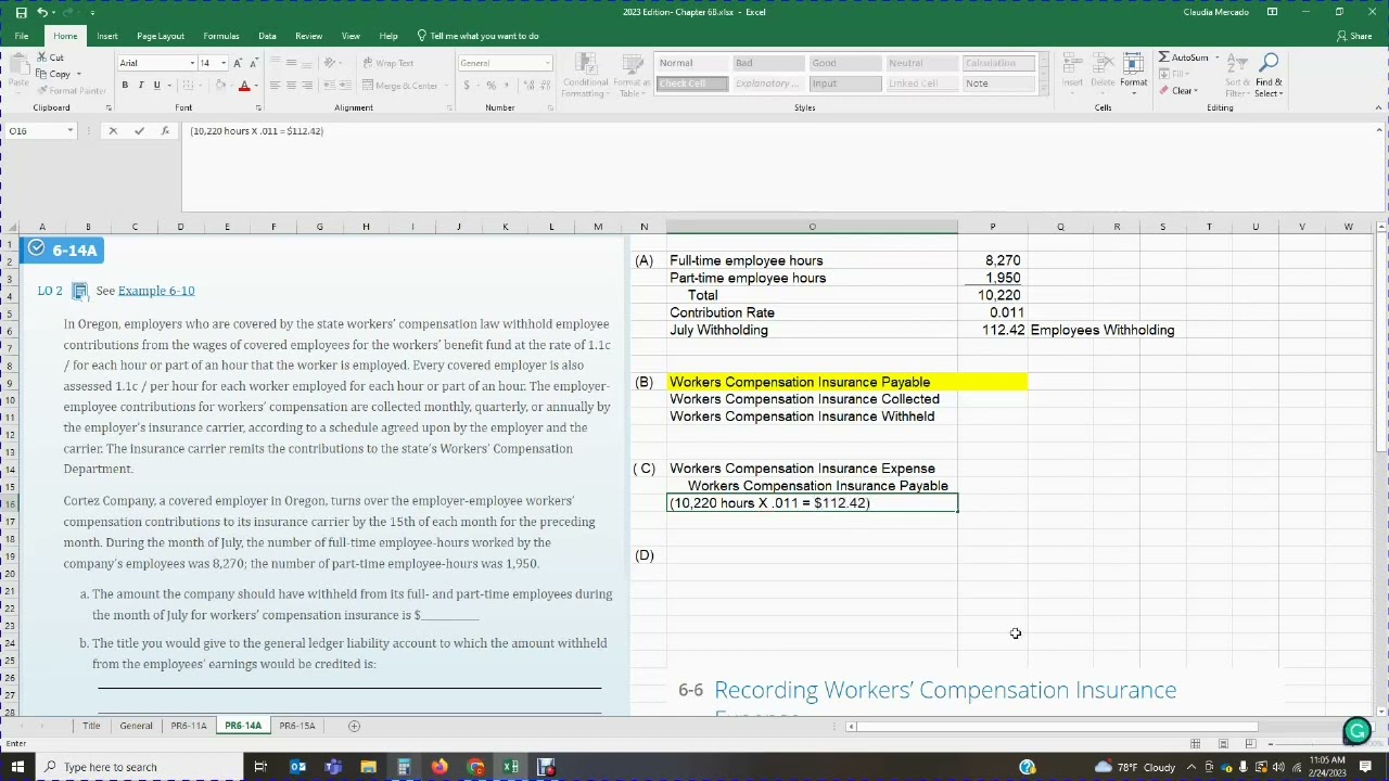 2023 Payroll - Chapter 6 Problem 6-14A