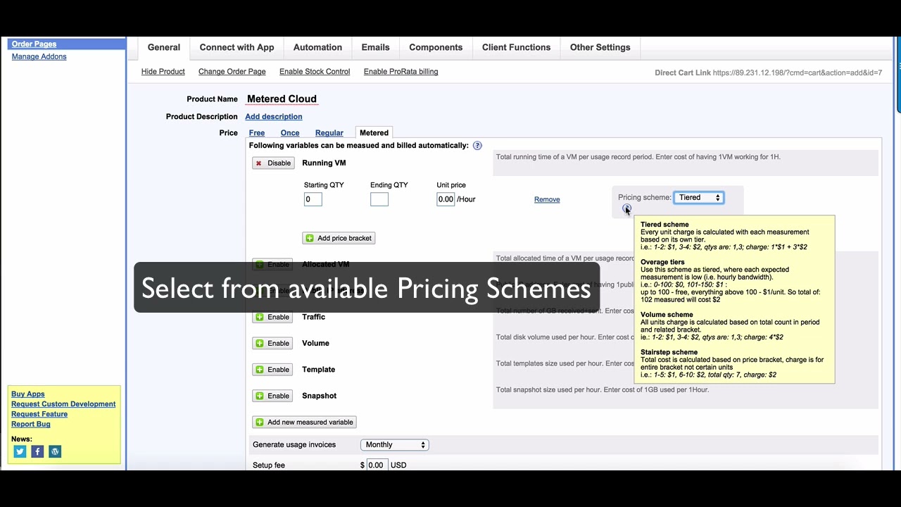 Cloudstack for HostBill - Metered Package Setup