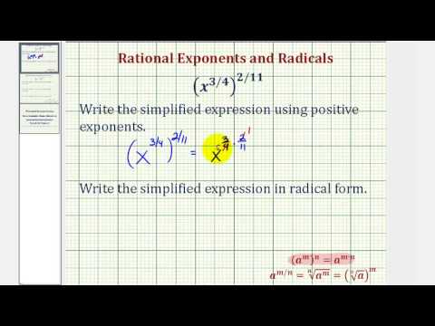 Ex: Simplify an Expression with Rational Exponents and Write in Radical ...