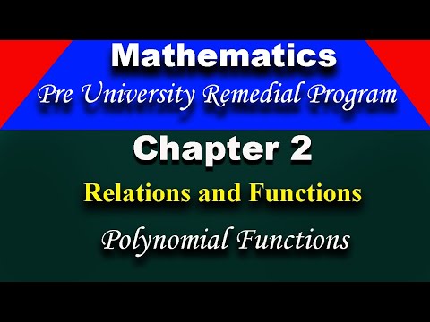Pre University Remedial program Maths chapter 2 | Relations and Functions | Polynomial Functions