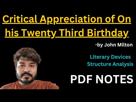 Critical Appreciation of ‘On his Twenty-third birthday or On his ...
