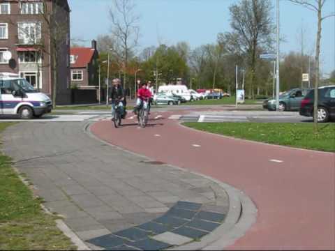 Bicycle friendly roundabout in 's-Hertogenbosch (Den Bosch), Netherlands
