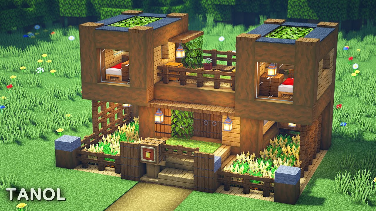 ⚒️ Minecraft : How To Build a Survival Modern Wooden House_[마인크래프트 건축 ...