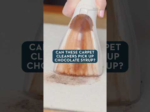 The #BissellLittleGreen vs. #UWANT carpet cleaners: see which wipes out a chocolate stain better.